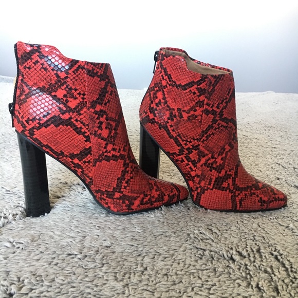 Shoes | Beautiful And Fashion Red Snake Booties | Poshmark